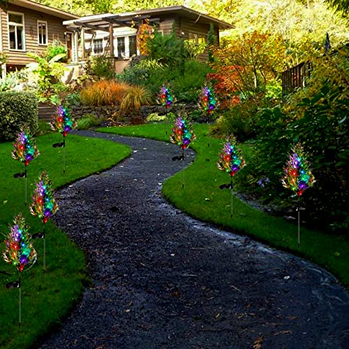 Xugenxes 2Pcs Solar Garden Christmas Tree Stake Lights,Solar Power Decoration Light Outdoor Waterproof,Xmas Pathway LED Stake Lights for Patio Yard Deck Walkway Solar Christmas Decor
