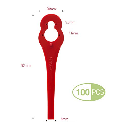GWHOLE 100 Pcs Plastic Mower Blades Cutters Replacement Garden Lawn Trimmer Accessories