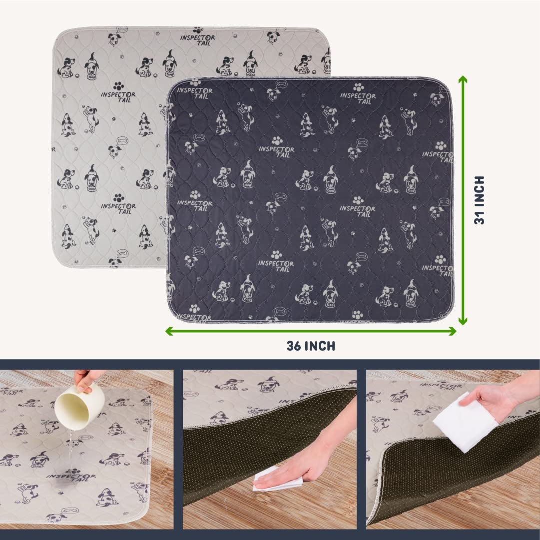 INSPECTOR TAIL Cooling Mat + 2 Washable Pee Pads | Bonus String Bag for Traveling & Dry Bag to Storage Wet Pads | Cooling Blanket for Large & Extra Large Dogs | 5 Pack Dog Essentials