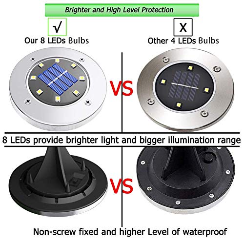 Biling Solar Disk Lights Outdoor, 12 Pack Solar Ground Lights Outdoor Waterproof for Garden Yard Patio Pathway Lawn Driveway - White