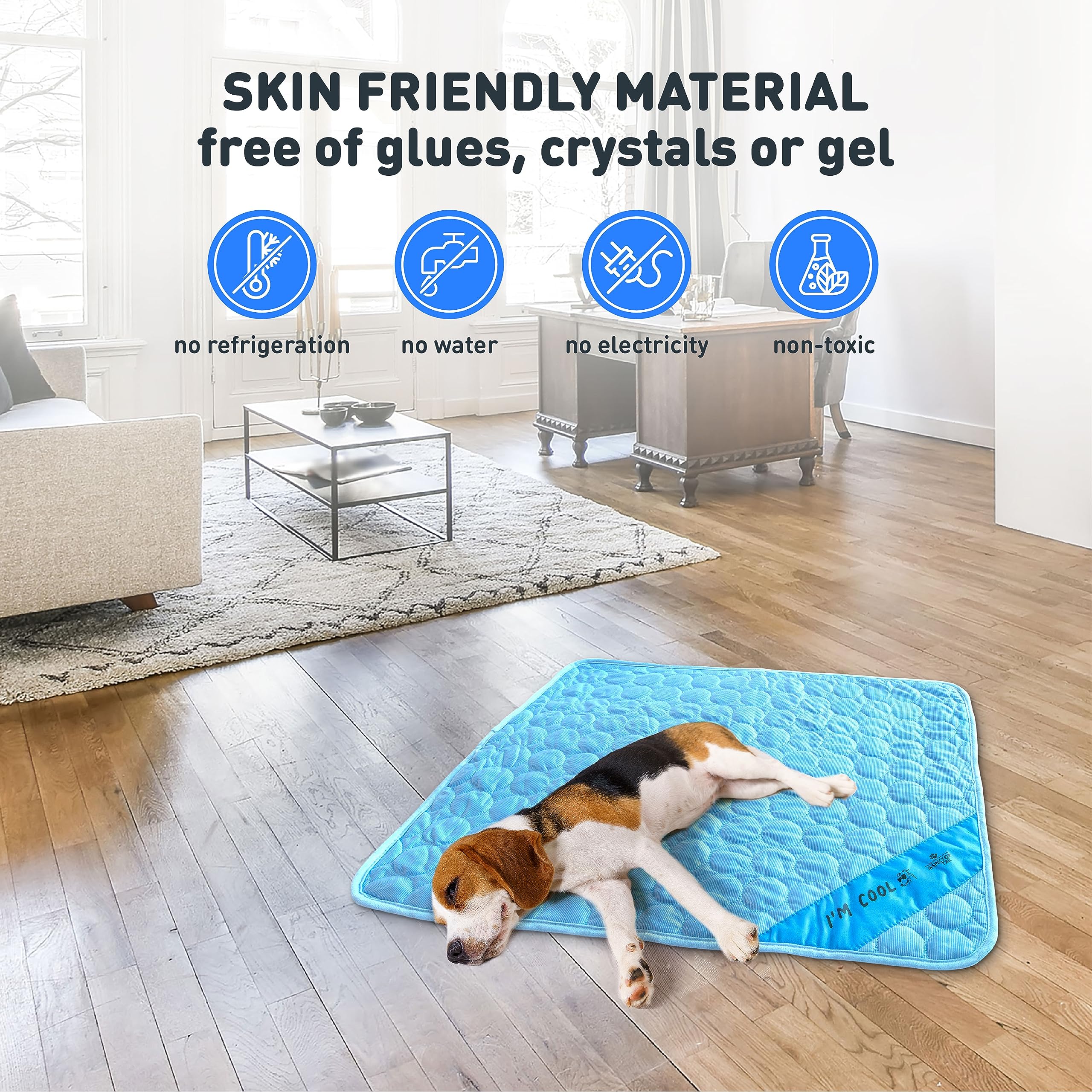 INSPECTOR TAIL Cooling Mat + 2 Washable Pee Pads | Bonus String Bag for Traveling & Dry Bag to Storage Wet Pads | Cooling Blanket for Large & Extra Large Dogs | 5 Pack Dog Essentials