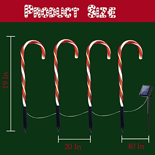 Fcysy Solar Christmas Lights Outdoor Waterproof, 4 PCS Xmas Candy Cane Pathway Lights Solar Powered, Christmas Outside Decorations Yard Walkway Stake Lights for Holiday Lawn Garden Patio Décor