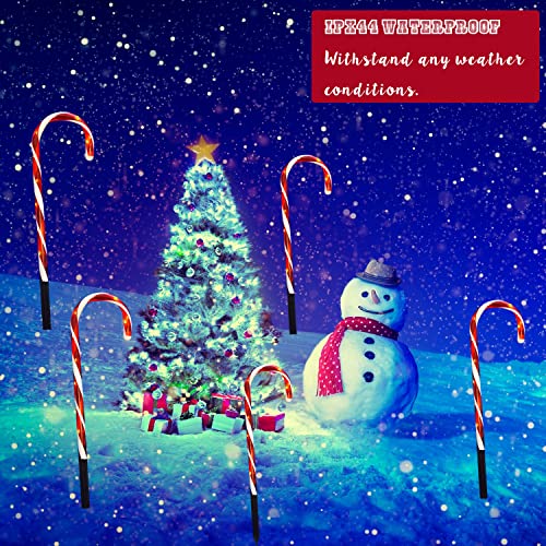 Fcysy Solar Christmas Lights Outdoor Waterproof, 4 PCS Xmas Candy Cane Pathway Lights Solar Powered, Christmas Outside Decorations Yard Walkway Stake Lights for Holiday Lawn Garden Patio Décor