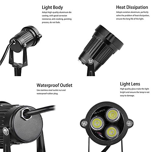 LemonBest 2pcs LED Landscape Garden Wall Yard Path Pond Flood Spot Light Outdoor IP65 Decorative Lamp Cool White 12V