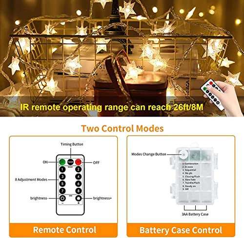 Traveant String Lights, Fairy Lights 50 Led 8 Modes Star Lights, Extendable Waterproof Twinkle Lights for Home, Party, Christmas, Wedding, Garden