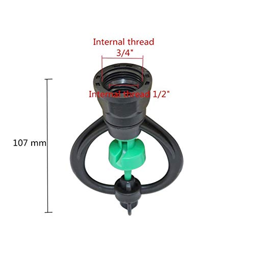 VIEUE Garden Drip Irrigation System Accessories 1/2" to 3/4" Internal Thread Rotating Nozzle 360 Degree Rotating Nozzle Garden Agricultural Irrigation Watering Nozzle (Color : Black with Blue)