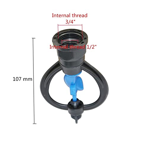 VIEUE Garden Drip Irrigation System Accessories 1/2" to 3/4" Internal Thread Rotating Nozzle 360 Degree Rotating Nozzle Garden Agricultural Irrigation Watering Nozzle (Color : Black with Blue)