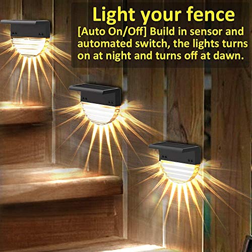 Melunar Solar Deck Lights, Solar Step Lights Outdoor Waterproof Led Solar Fence Lamp for Stairs,Yard, Garden Pathway, Patio, Step and Fences, 10 Lumens, Warm White/Color Changing Lighting (2 Pcs)