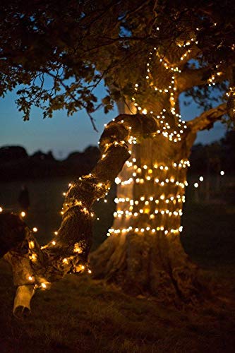 OZS-105FT 300LED Warm White Solar Christmas String Lights Outdoor, Waterproof 8 Modes Green Wire Christmas Tree Lights for Garden, Christmas Decorations (Warm White)
