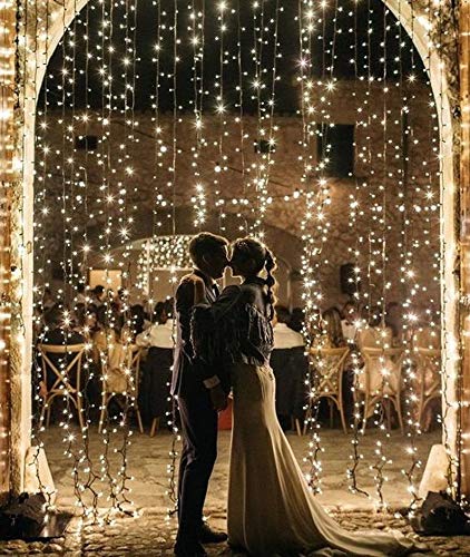 OZS-105FT 300LED Warm White Solar Christmas String Lights Outdoor, Waterproof 8 Modes Green Wire Christmas Tree Lights for Garden, Christmas Decorations (Warm White)