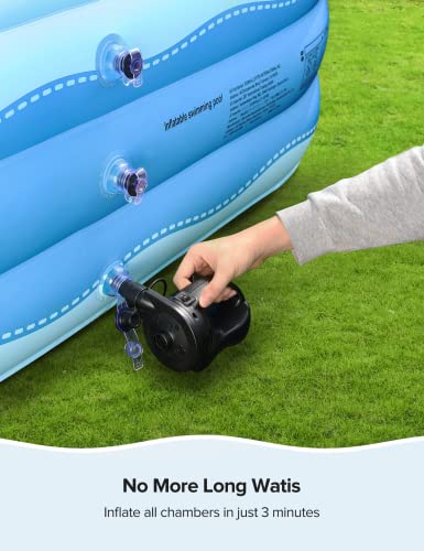 Inflatable Swimming Pool, Rectangle Above Ground Family Blow Up Pool, Swimming Pool for Kiddie Adults, Large Full-Sized Thickened Plastic Pool for Garden Backyard Outdoor