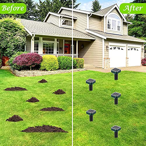 CherryPig Solar Mole Repellent, Ultrasonic Mole Repellent Solar Powered,Outdoor Waterproof Ultrasonic Snake Repellent for Get Rid of Mole, Gopher, Snakes, Vole and Other Underground Pests(4 Pack)