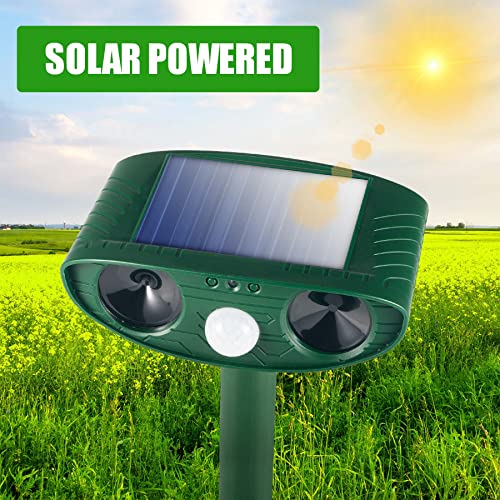 2 Pack Ultrasonic Animal Deterrent Outdoor Solar Animal Deterrent with Motion Sensor Flashing Light Waterproof Animal Deterrent for Squirrel Deer Cat Dog Raccoon Rabbit Skunk Fox and More