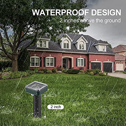 CherryPig Solar Mole Repellent, Ultrasonic Mole Repellent Solar Powered,Outdoor Waterproof Ultrasonic Snake Repellent for Get Rid of Mole, Gopher, Snakes, Vole and Other Underground Pests(4 Pack)