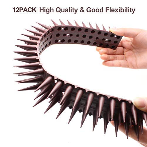 Defender Spikes, Upgraded Bird and Cat Repellent for Pigeon, Cat and Small Animals - Protect Your Sofa, Garden, Outdoor Walls, Anti Theft Climb, Plastic Security Fence Spikes, 12 Pack