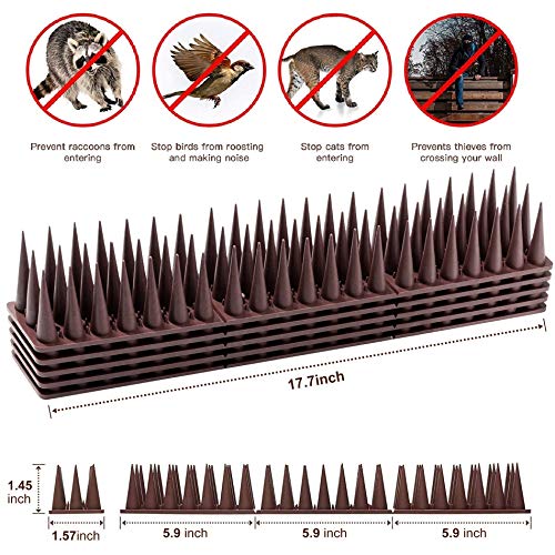 Defender Spikes, Upgraded Bird and Cat Repellent for Pigeon, Cat and Small Animals - Protect Your Sofa, Garden, Outdoor Walls, Anti Theft Climb, Plastic Security Fence Spikes, 12 Pack
