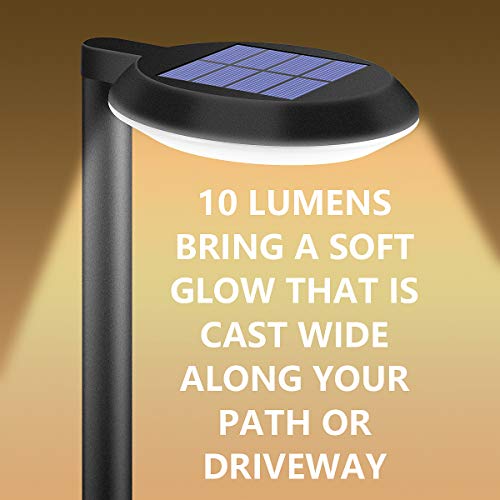 kinna Outdoor Solar Path Lights Waterproof Landscape Pathway Light with 6 White LEDs Garden Lighting Decorative for Patio Driveway Backyard (Black-4 Pack)