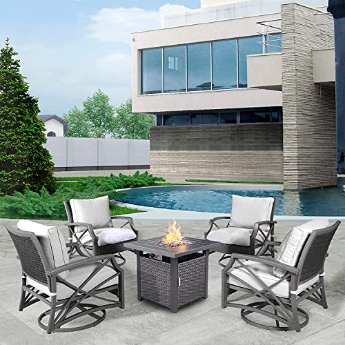 Lokingrise Fire Pit Table, 28 inch 50,000 BTU Outdoor Square Gas Fire Pit Table for Patio, Garden, Backyard(Grey) (28 Inch, Grey)