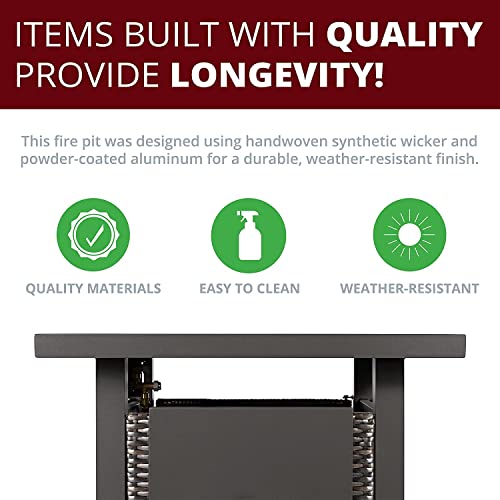 Lokingrise Fire Pit Table, 28 inch 50,000 BTU Outdoor Square Gas Fire Pit Table for Patio, Garden, Backyard(Grey) (28 Inch, Grey)