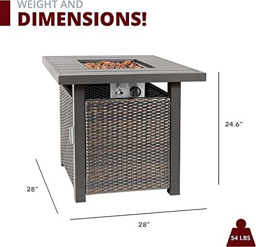 Lokingrise Fire Pit Table, 28 inch 50,000 BTU Outdoor Square Gas Fire Pit Table for Patio, Garden, Backyard(Grey) (28 Inch, Grey)