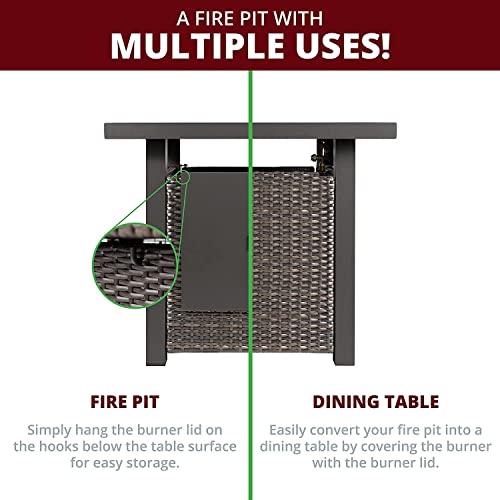 Lokingrise Fire Pit Table, 28 inch 50,000 BTU Outdoor Square Gas Fire Pit Table for Patio, Garden, Backyard(Grey) (28 Inch, Grey)