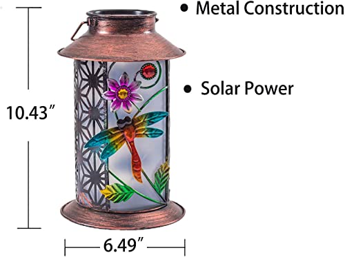 RUILAIYA BOAER Garden Solar Lantern Lights Outdoor Hanging Dragonfly Retro Metal LED for Outdoor Table Patio