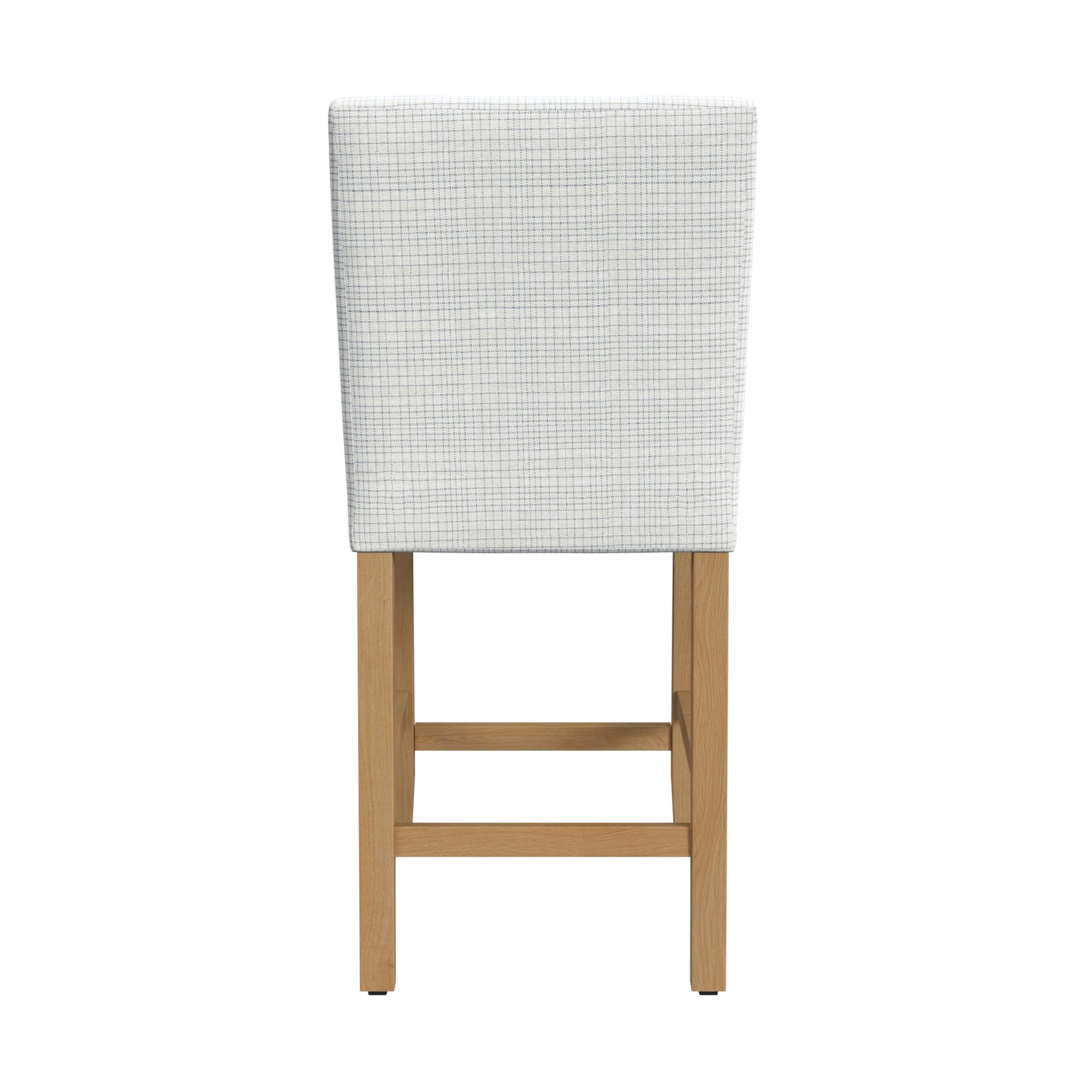 HomePop Home Decor | Classic Counter Height Bar Stools | 24 Inch Bar Stools | Decorative Home Furniture, Cream Mini Grid Pattern