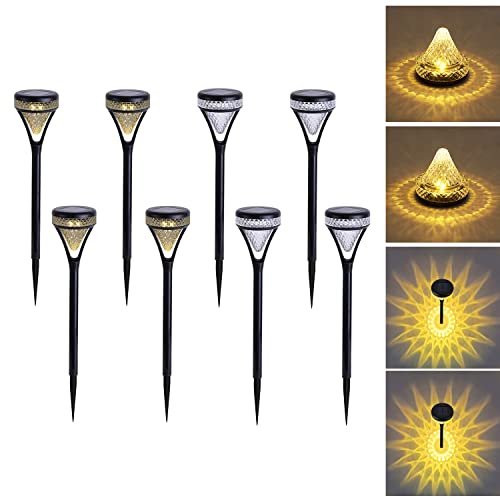 DIKAIDA Outdoor Solar Pathway Lights 8 Pack,IP65 Waterproof Warm Color LED Solar Light, Solar Garden Light for Landscape Lawn Yard, Solar Sidewalk Decorative Light, Bright Up to 13 Hrs