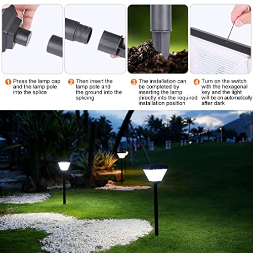 GUYULUX Outdoor Solar Floodlight, Fence Post Cap Solar Lights, Post Mounted or Ground Stake Pathway Light, LED Solar Lamp Post Light for Patio, Yard, Garden, Porch, Deck, 1-Pack