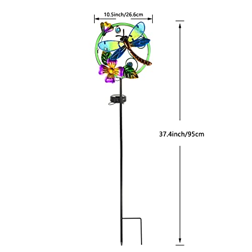Cubular Hummingbird Solar Garden Decor Lights Pathway Stake Lights Walkway Yard Lawn Patio Courtyard Art Decor Waterproof Outdoor Garden Decorative Lights (Dragonfly)