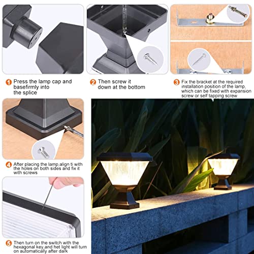 GUYULUX Outdoor Solar Floodlight, Fence Post Cap Solar Lights, Post Mounted or Ground Stake Pathway Light, LED Solar Lamp Post Light for Patio, Yard, Garden, Porch, Deck, 1-Pack