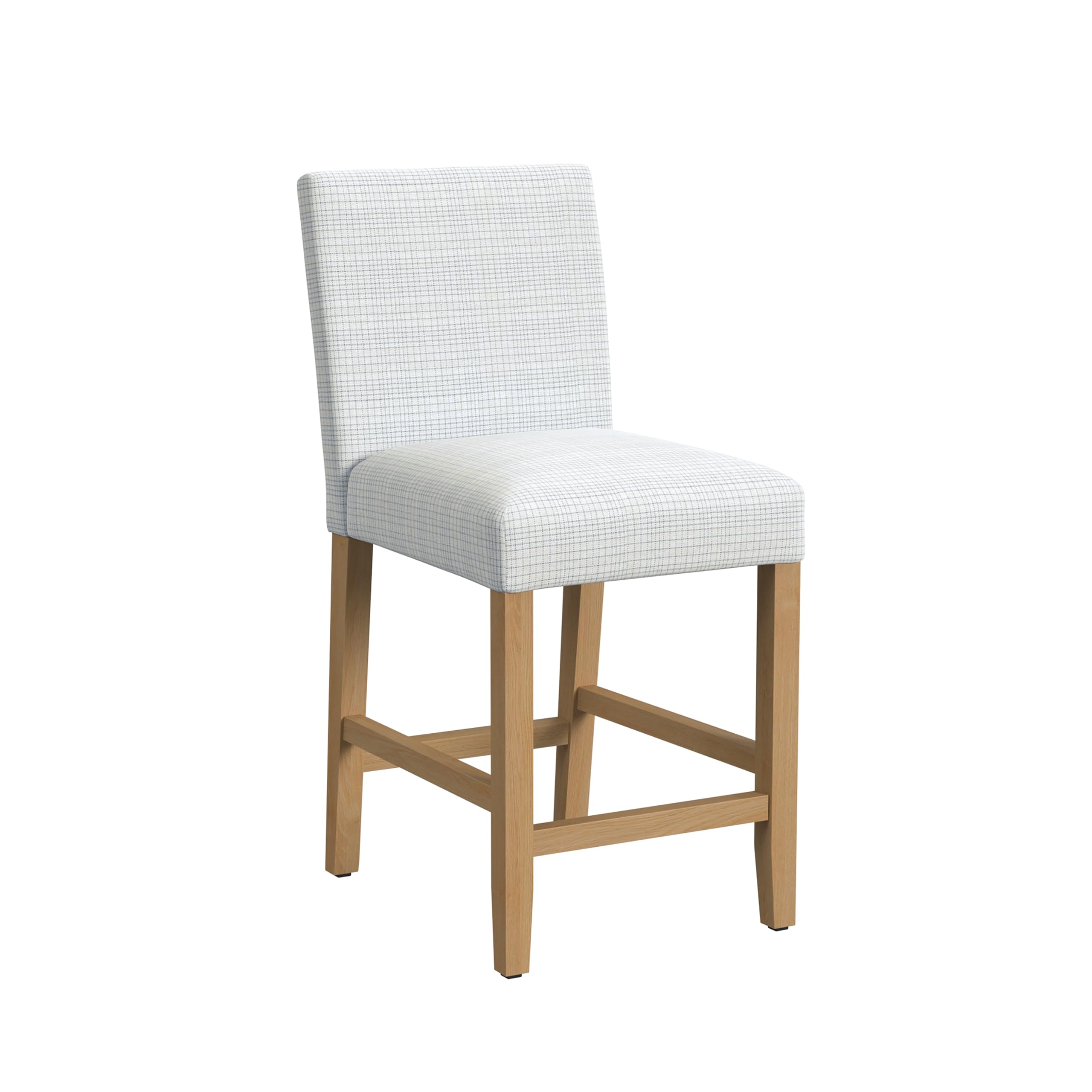 HomePop Home Decor | Classic Counter Height Bar Stools | 24 Inch Bar Stools | Decorative Home Furniture, Cream Mini Grid Pattern