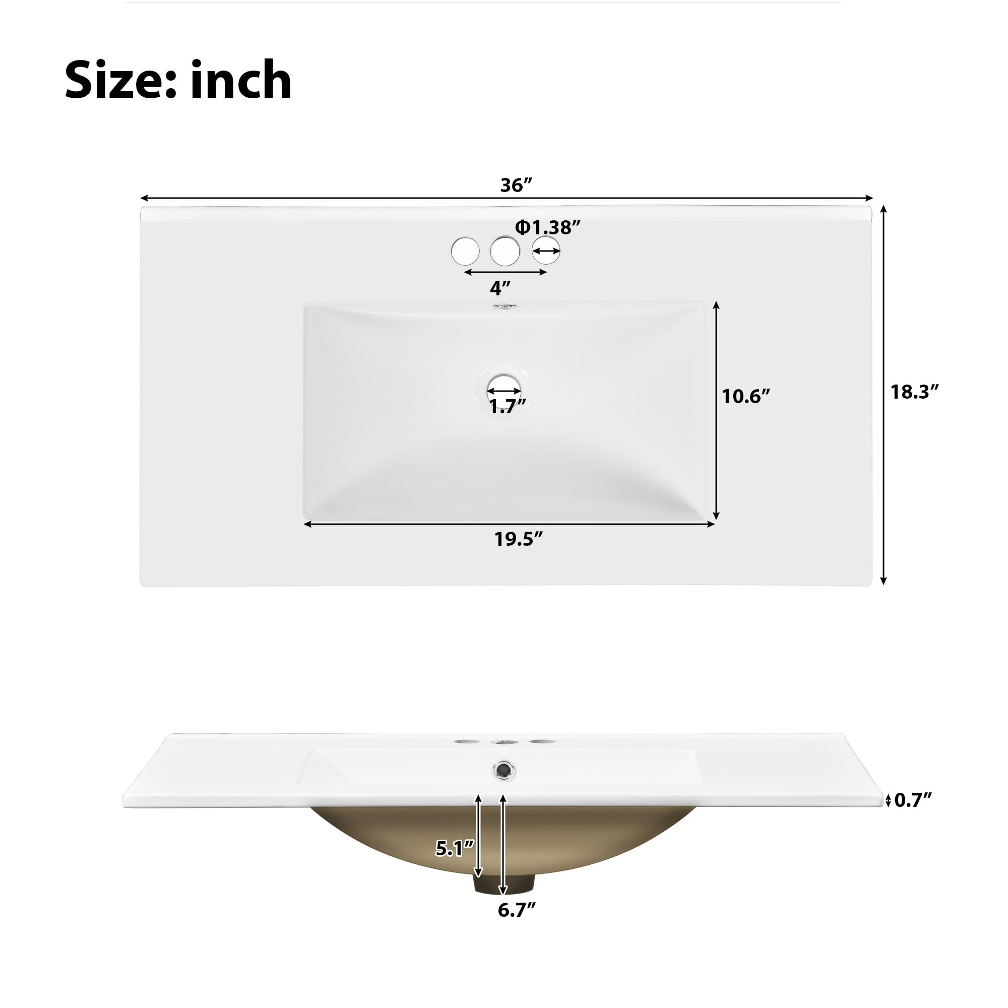 Harper & Bright Designs 36" Bathroom Vanity with Sink, Free Standing Single Basin Vanity Set with Cabinet and 3 Drawers, Modern Wooden Bathroom Cabinet with Ceramic Basin for Bathroom, Green