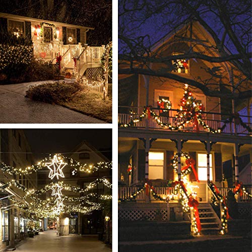 Extra-Long Solar String Lights Outdoor, 2-Pack Each 72FT 200 LED Solar Lights Outdoor, Waterproof Copper Wire 8 Modes Solar Fairy Lights for Tree Garden Xmas Party Wedding -Auto On/Off (Warm White)