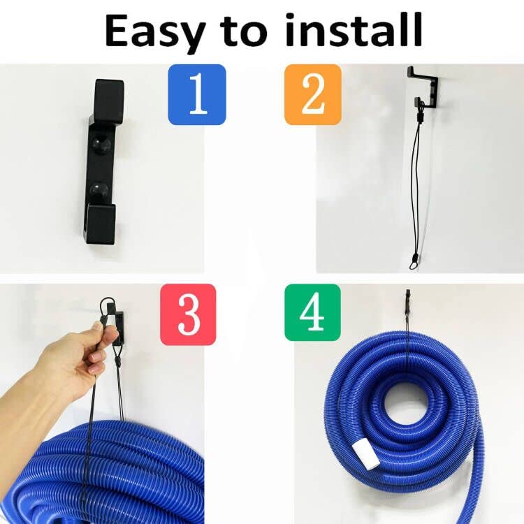 Swimming Pool Vacuum Hose Hanger, Wall Mount Heavy Duty Pool Hose Hanger Hook for Pool Hose, Garden Tools, Swimming Pool Accessories - Hold Up to 60 Feet 2ββ Hose (Hold 50 LBS), No Hose