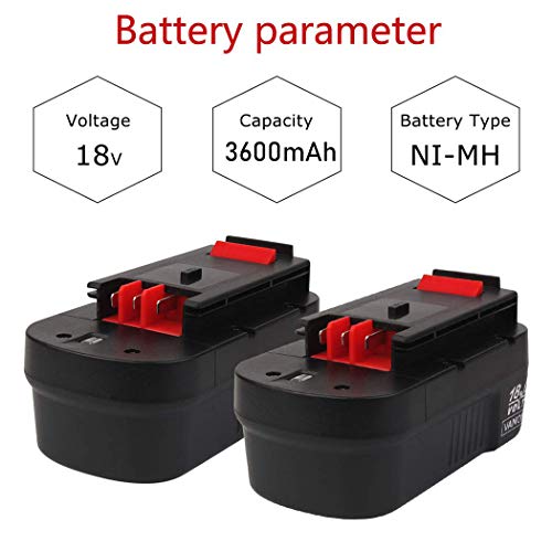 VANON 2Pack HPB18 3.6Ah 18V Replacement for Black and Decker 18V Battery HPB18-OPE 244760-00 A1718 FSB18 FEB180S A18 FS18FL(Three prongs for Black & Decker).