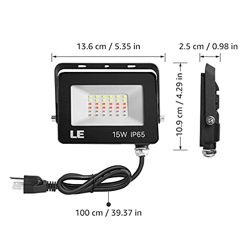 LED Flood Lights Outdoor 15W, RGB Color Changing Lighting with Remote, IP65 Waterproof, Dimmable Plug in Outdoor Floodlights for Garden, Yard, Party and Patio, 2 Pack