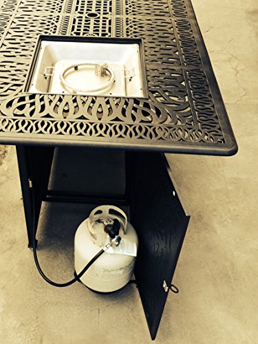 Outdoor Fire Pit Bar Height Double Burner Table Elisabeth Cast Aluminum Patio Furniture