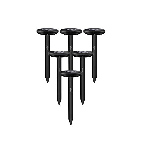 Gold Label Premium Waterproof Ultrasonic Solar Animal Repellent | Long Lasting Humane Solar Pest Control Spikes for Groundhog, Gopher, Vole, Mole, Snake, Chipmunk, Raccoon, Squirrel, Mice | 6 Pack
