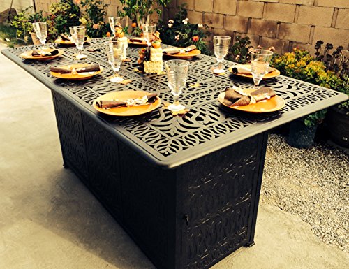 Outdoor Fire Pit Bar Height Double Burner Table Elisabeth Cast Aluminum Patio Furniture
