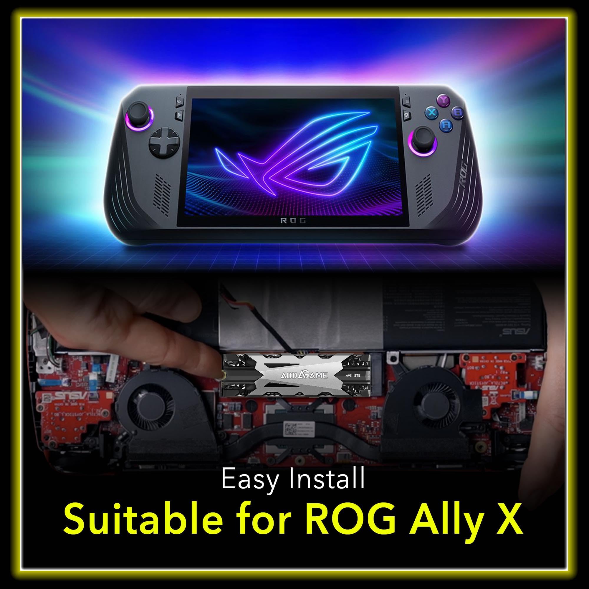 Addlink A95 8TB M.2 SSD Storage Expansion for PS5 Consoles with Heatsink, up to 7000 MB/s, Internal Gaming SSD -2280 PCIe NVMe Gen4X4 3D TLC with Dram NAND SSD (ad8TBA95M2P) Made in Taiwan