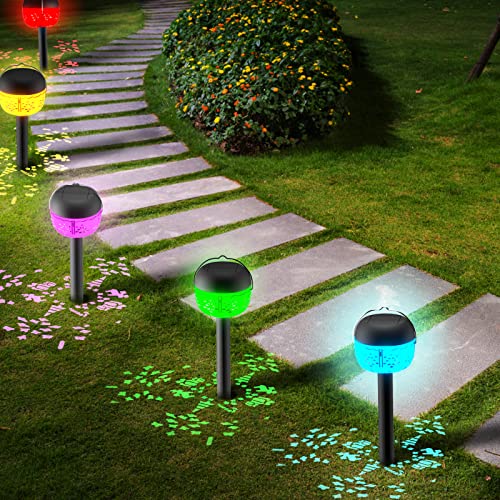 Solar Outdoor Lights, HAMOPY 8 Pack Christmas Outdoor Solar Pathway Lights, IP65 Waterproof Solar Powered Garden Path Lights Decorative Lights, Color Changing Landscape Light for Garden, Yard, Walkway