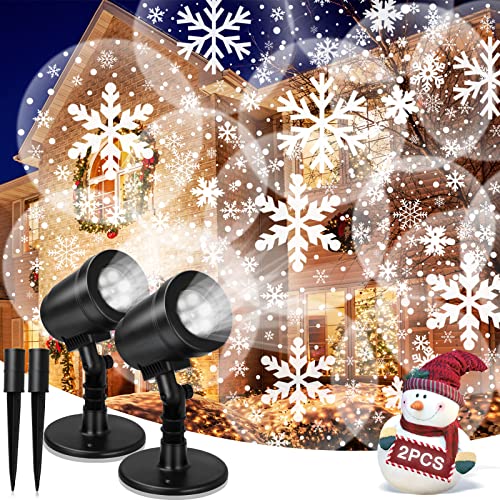 2 Pack Christmas Projector Lights Outdoor, Snowfall Projector Lights Outdoor, Christmas Decorations Light, Landscape Lights Projector with Remote, Projector Light for Christmas, Patio, Garden, Party