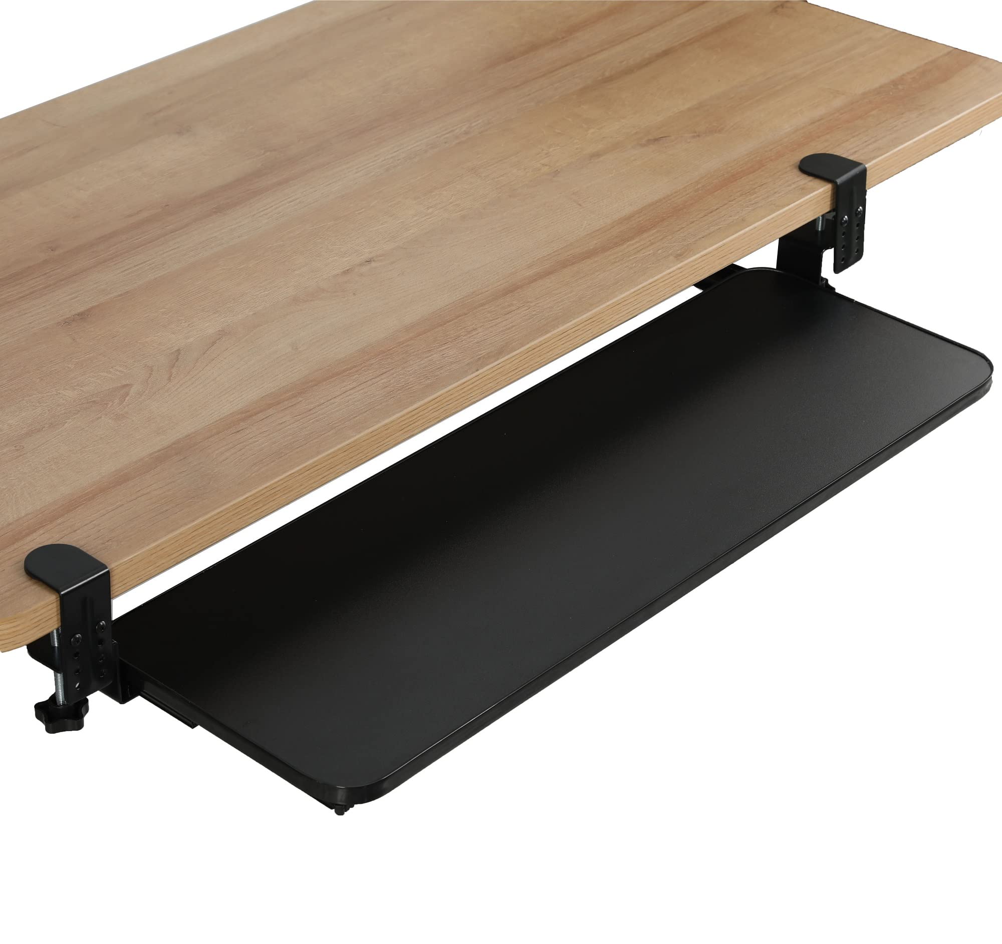 Keyboard Tray Under Desk - Adjustable Ergonomic Sliding Tray, 30.3 (Including Clamps) x 10 inch Large Slide-Out Platform Computer Drawer, Up to 3.1" Thick