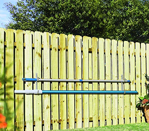 Flowerbeauty Pool Pole Hanger Premium Aluminium Holder Set, Ideal Hooks for Telescopic Poles, Skimmers, Leaf Rakes, Nets, Brushes, Vacuum Hose, Garden Tools and Swimming Pool Accessories (4, Blue)