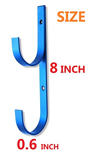 Flowerbeauty Pool Pole Hanger Premium Aluminium Holder Set, Ideal Hooks for Telescopic Poles, Skimmers, Leaf Rakes, Nets, Brushes, Vacuum Hose, Garden Tools and Swimming Pool Accessories (4, Blue)