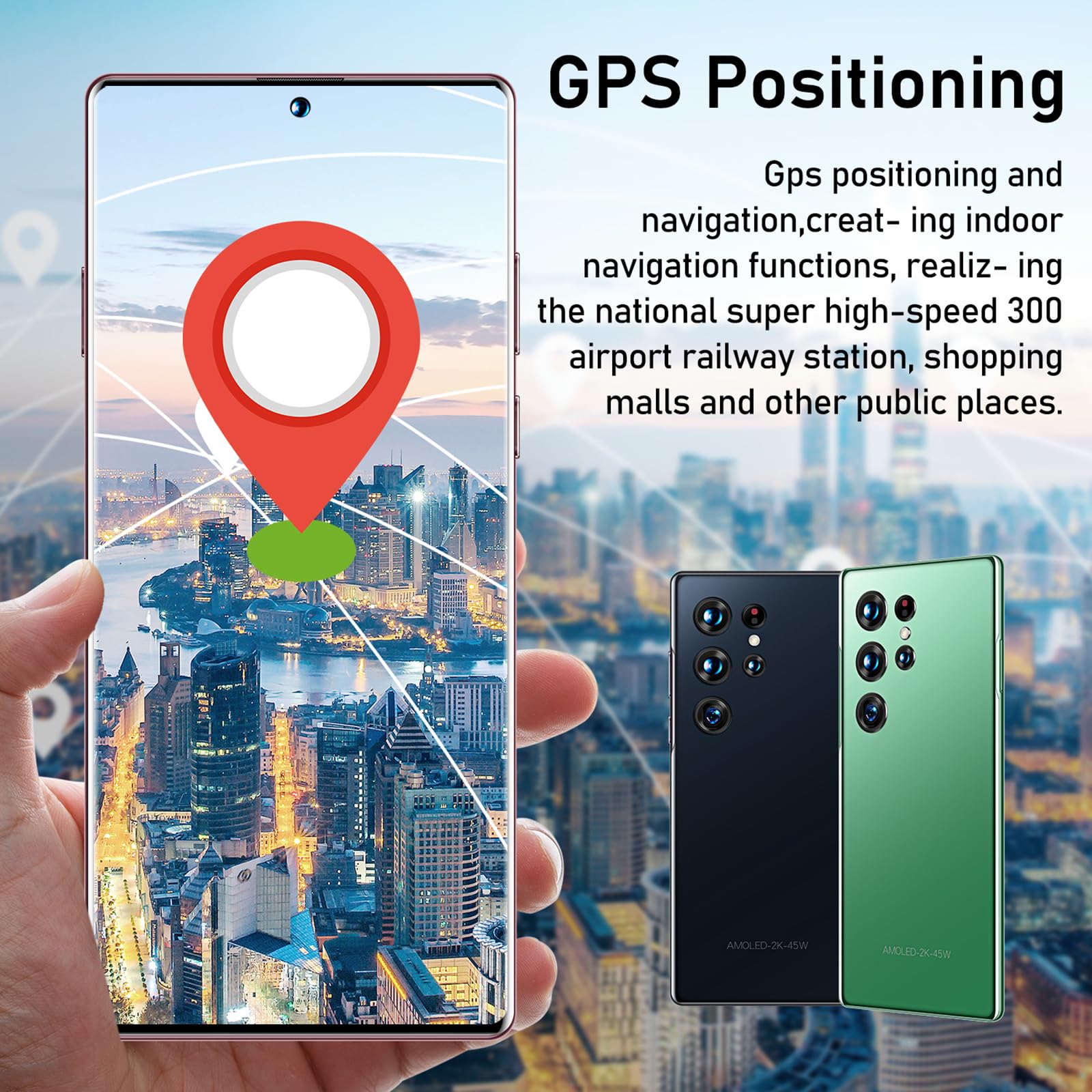 S22 Ultra Smartphone Original 7.3Inch HD Full Screen 16GB RAM 1TB ROM Unlocked Mobile Phones 7300Mah 4G/5G Network Celular Android Cell Phone,Green-1TB