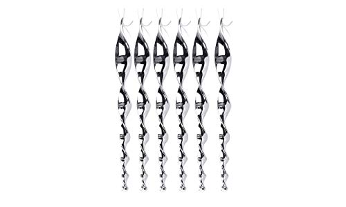 Home-X Bird Repellent Reflective Scare Rods-Ornaments, Outdoor Hawk and Duck Deterrent, Ornamental Spiral Deterrent Control Device-11 (6-Pack)