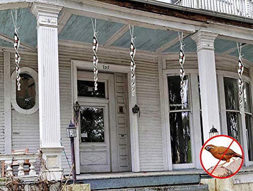 Home-X Bird Repellent Reflective Scare Rods-Ornaments, Outdoor Hawk and Duck Deterrent, Ornamental Spiral Deterrent Control Device-11 (6-Pack)