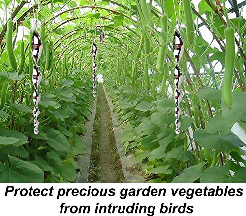 Home-X Bird Repellent Reflective Scare Rods-Ornaments, Outdoor Hawk and Duck Deterrent, Ornamental Spiral Deterrent Control Device-11 (6-Pack)
